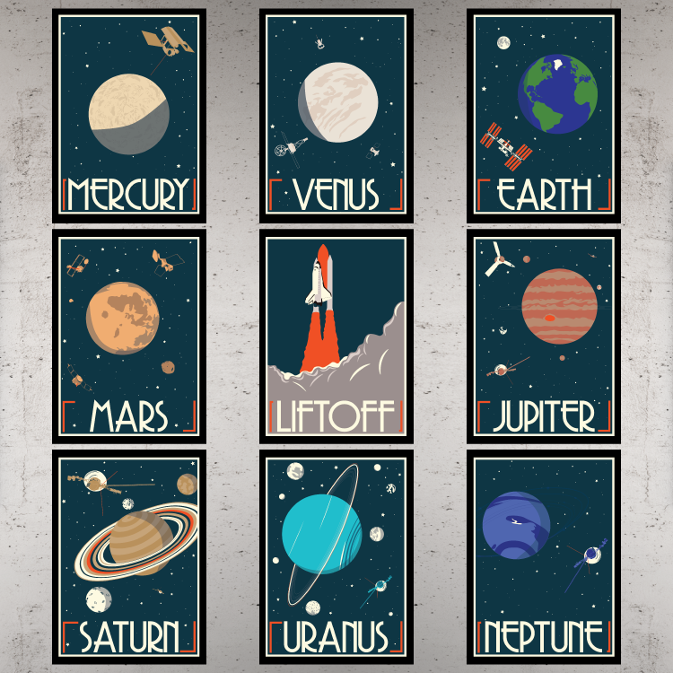 Uranus Retro styled space travel posters – Pen and Ink Studios