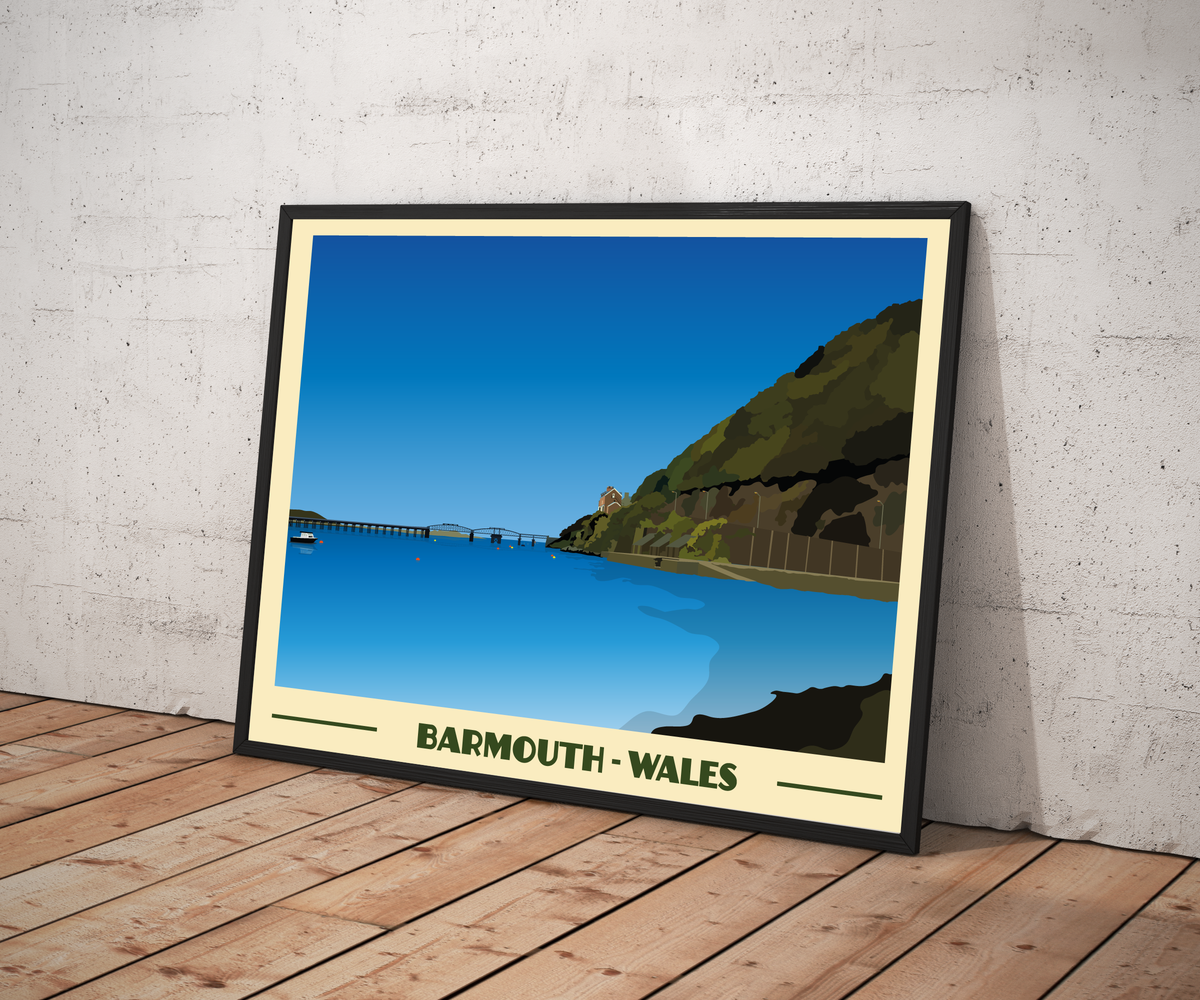 Vintage style travel poster print of Porthmadog in North Wales – Pen ...